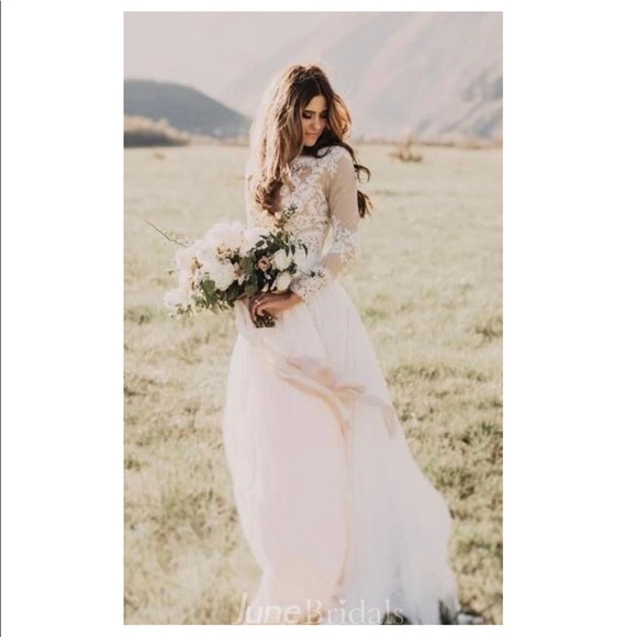 June Bridals | Dresses | June Bridals Gown 8 Bohemian Lace Long Sleeve ...